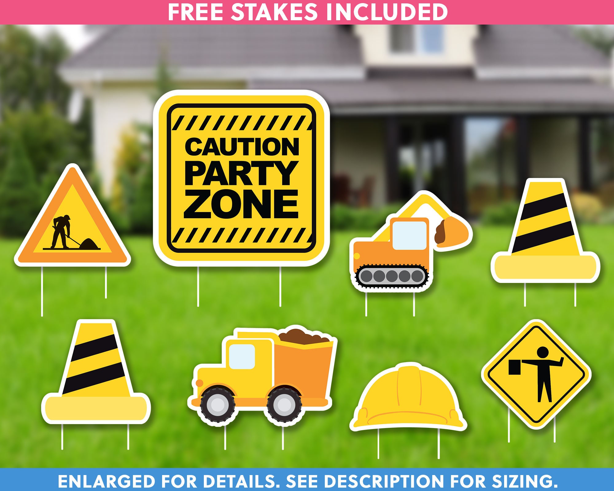 Construction Vehicles Lawn Sign Package Construction | Etsy