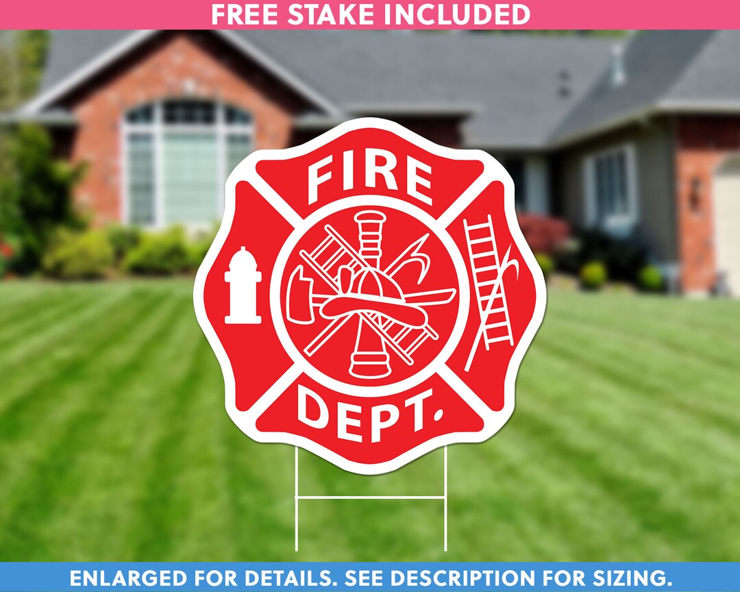 Fire Department Emblem Yard Sign Firefighter Lawn - Etsy