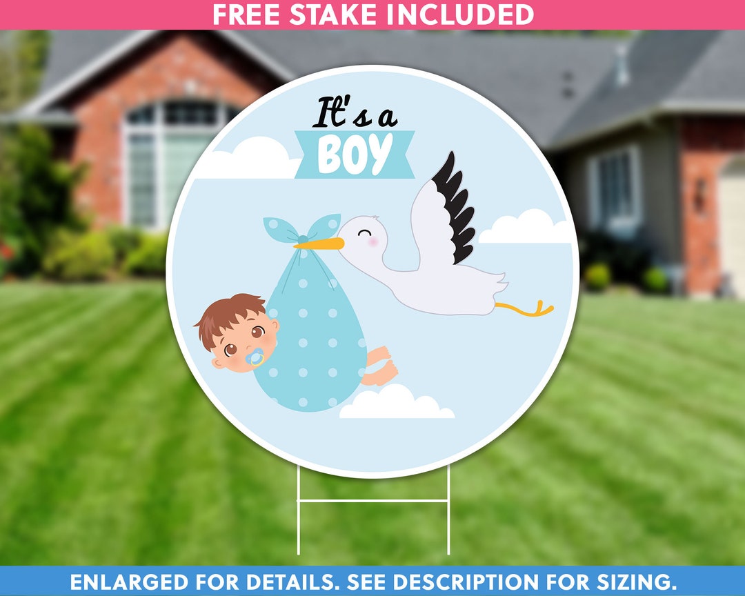 It's a Boy Stork Round Lawn Sign Baby Shower Decorations - Etsy