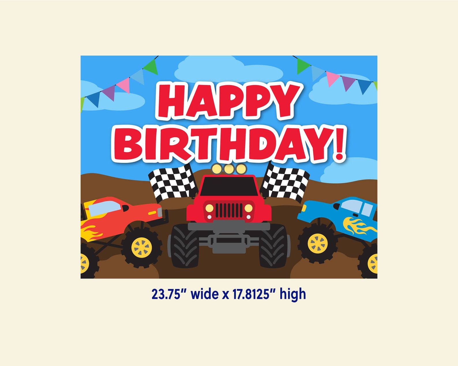 Monster Truck Happy Birthday 18 x 24 Yard Card | Etsy
