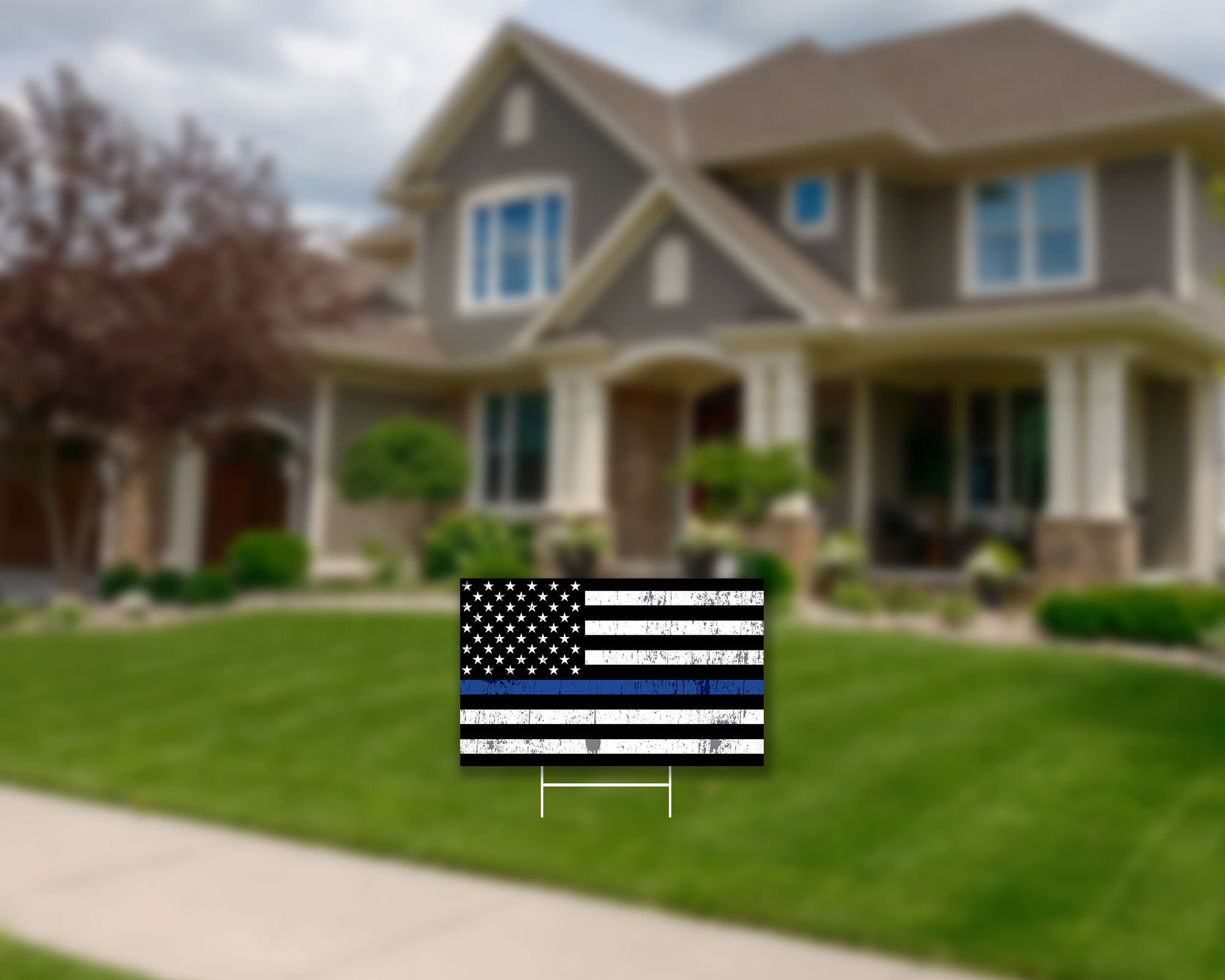 Blue Line Flag Lawn Sign Police Support Yard Sign Support | Etsy