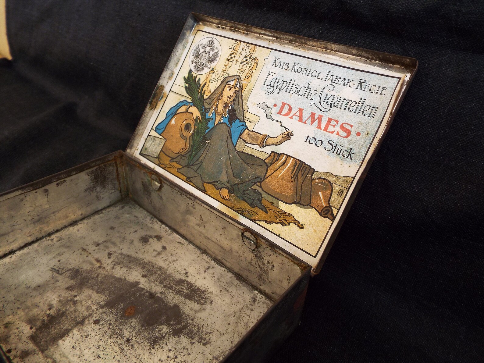 Old Tin Box Lady Cigarettes Paper Label Kais.königl Tabak Director ...