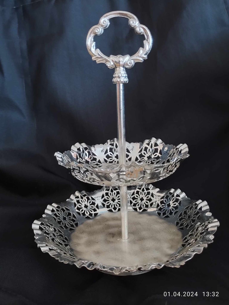 Vintage Two Tier Serving Lace Tray / Cake Stand - Etsy