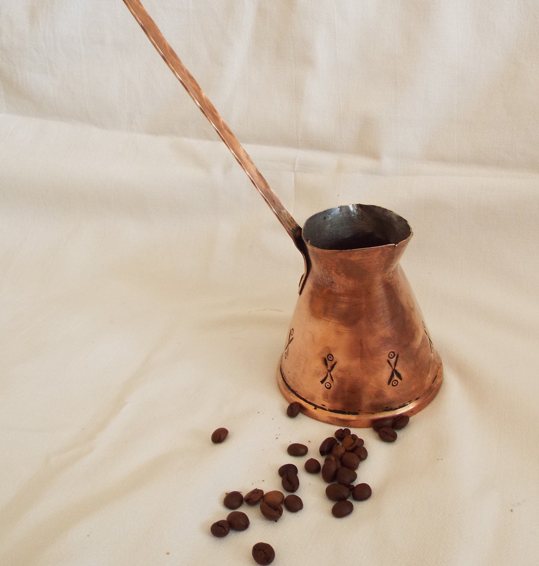 Handmade Copper Coffee Pot: Turkish Cezve Jazzve, Rustic Kitchen Decor ...