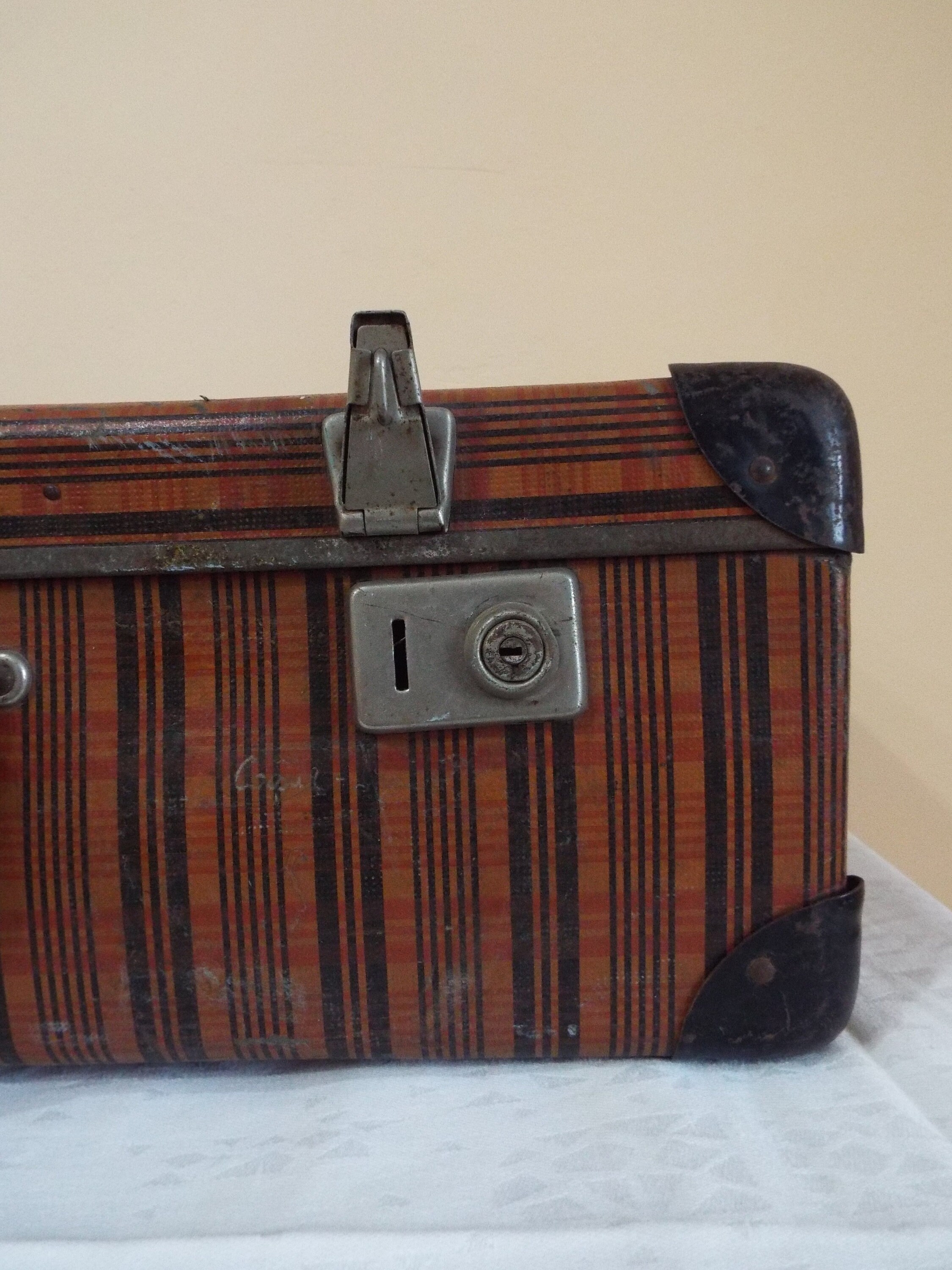 Vintage Cardboard Suitcase: Checkered Art Decor, Travel Luggage - Etsy