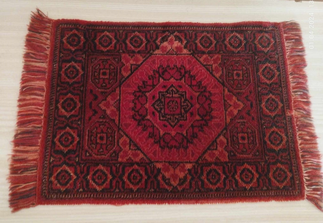 Persian Rug, Persian Style Rug, Red Small Rug, Wool Small Rug, Mini ...