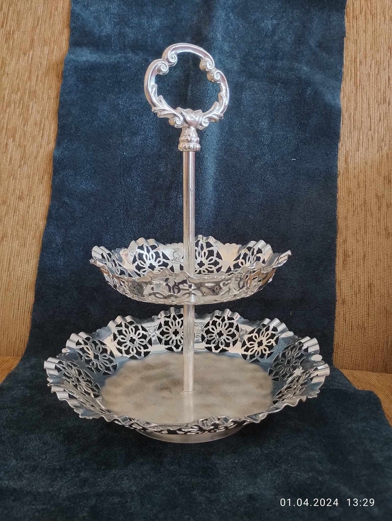 Vintage Two Tier Serving Lace Tray / Cake Stand - Etsy