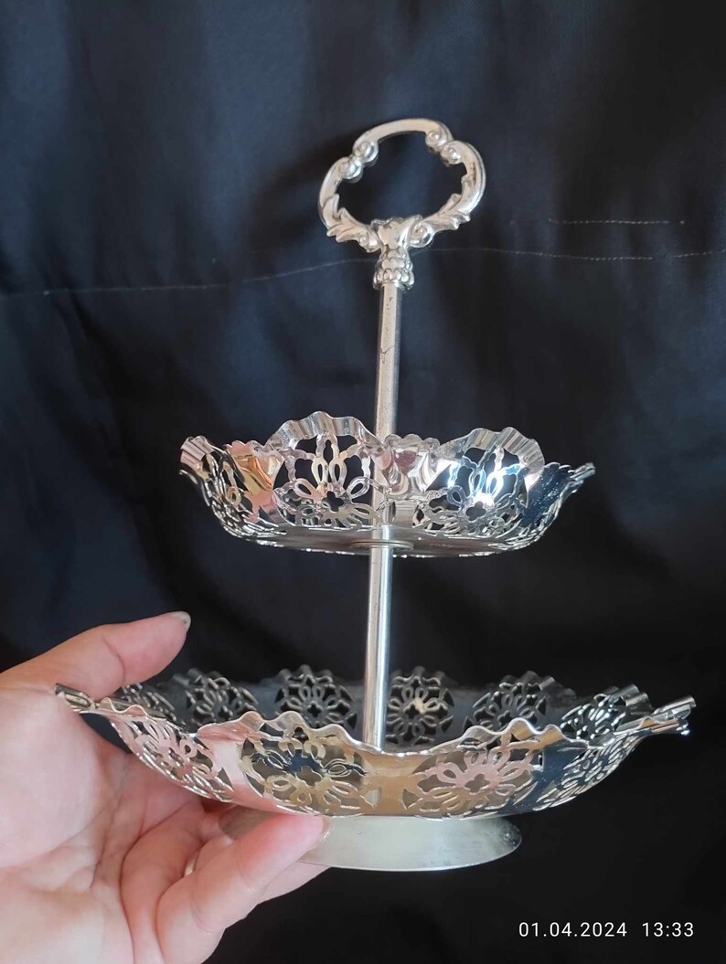 Vintage Two Tier Serving Lace Tray / Cake Stand - Etsy