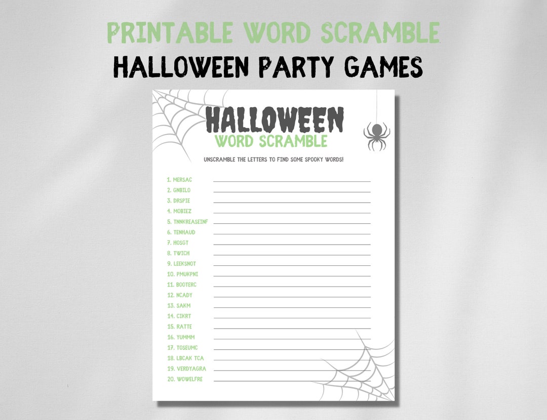 Halloween Word Scramble Halloween Party Game Printable Games for School ...