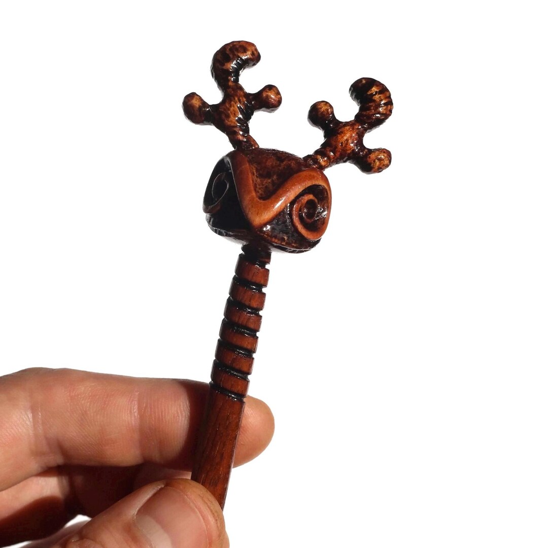 Forest Spirit Hair Stick, Horned God Hair Pin, Hand Carved Wooden Hair ...