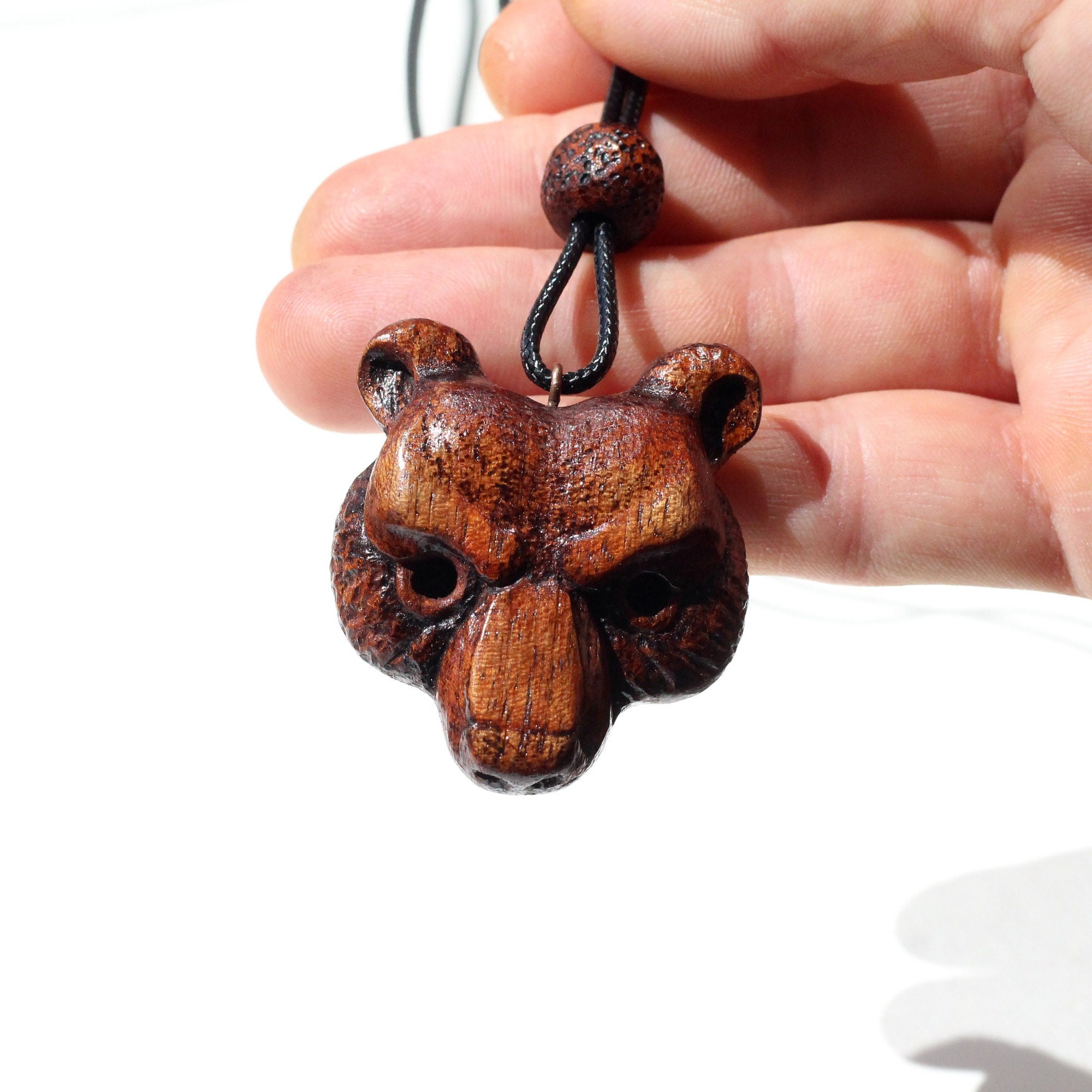 Wooden Bear Head Pendant. Wooden Amulet of a Brown Bear. Totem ...