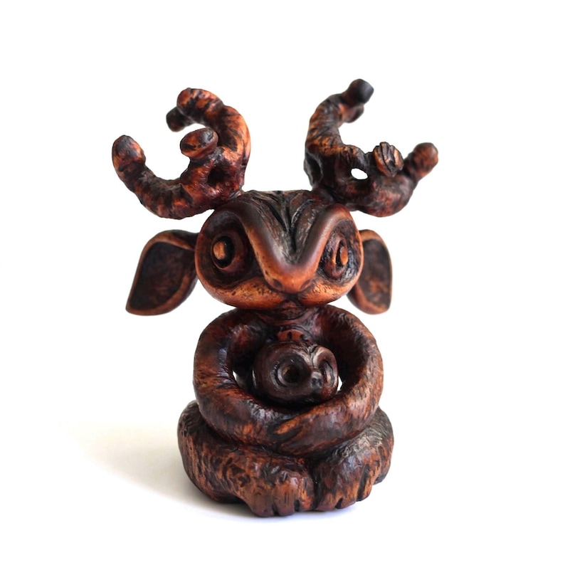 Miniature Wooden Cernunnos Figurine – Horned Forest God Statue With ...