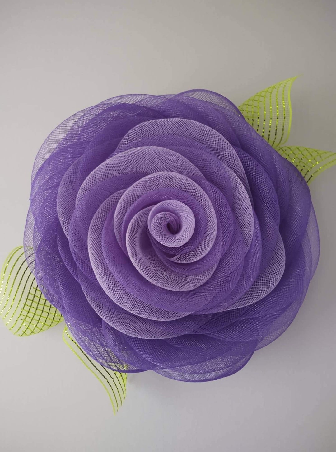Purple Mesh Swirl Rose With Metallic Leaves - Etsy