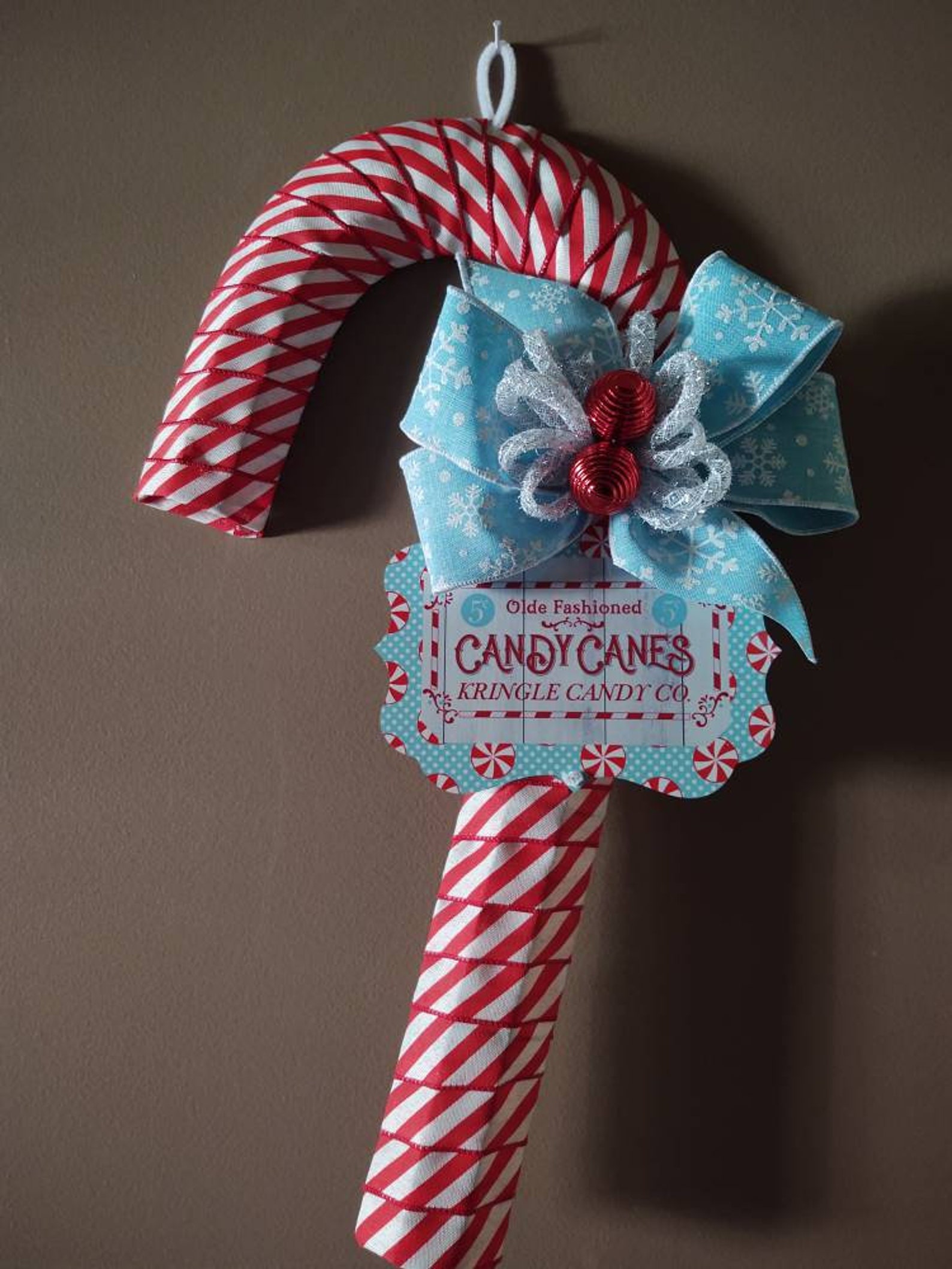 Candy Cane Christmas Door Hanger. Candy Cane Wreath. Red and Teal Candy ...