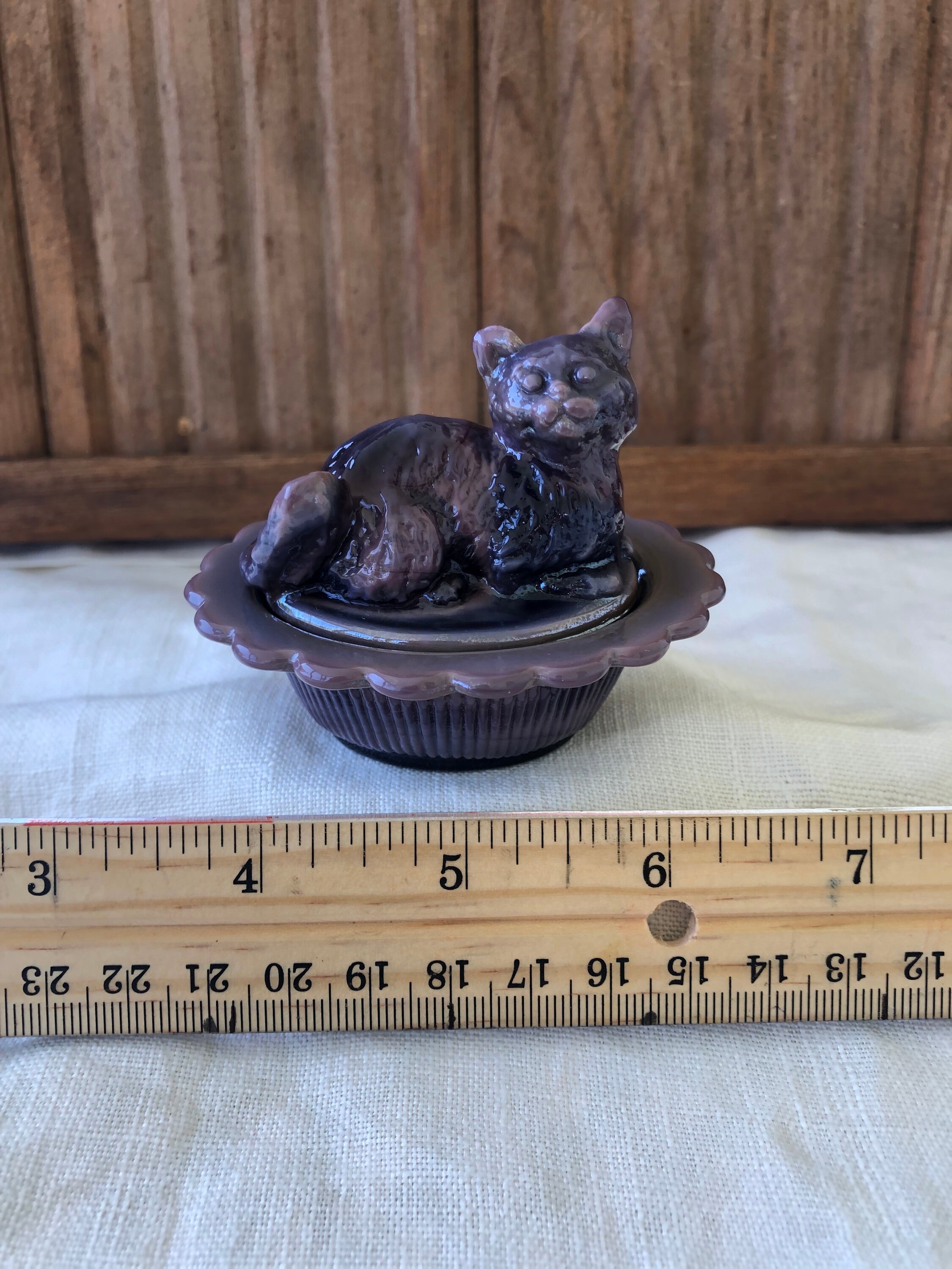 Vintage Mosser Cat Salt Covered Dish Mauve Purple Milk Opaque Glass - Etsy