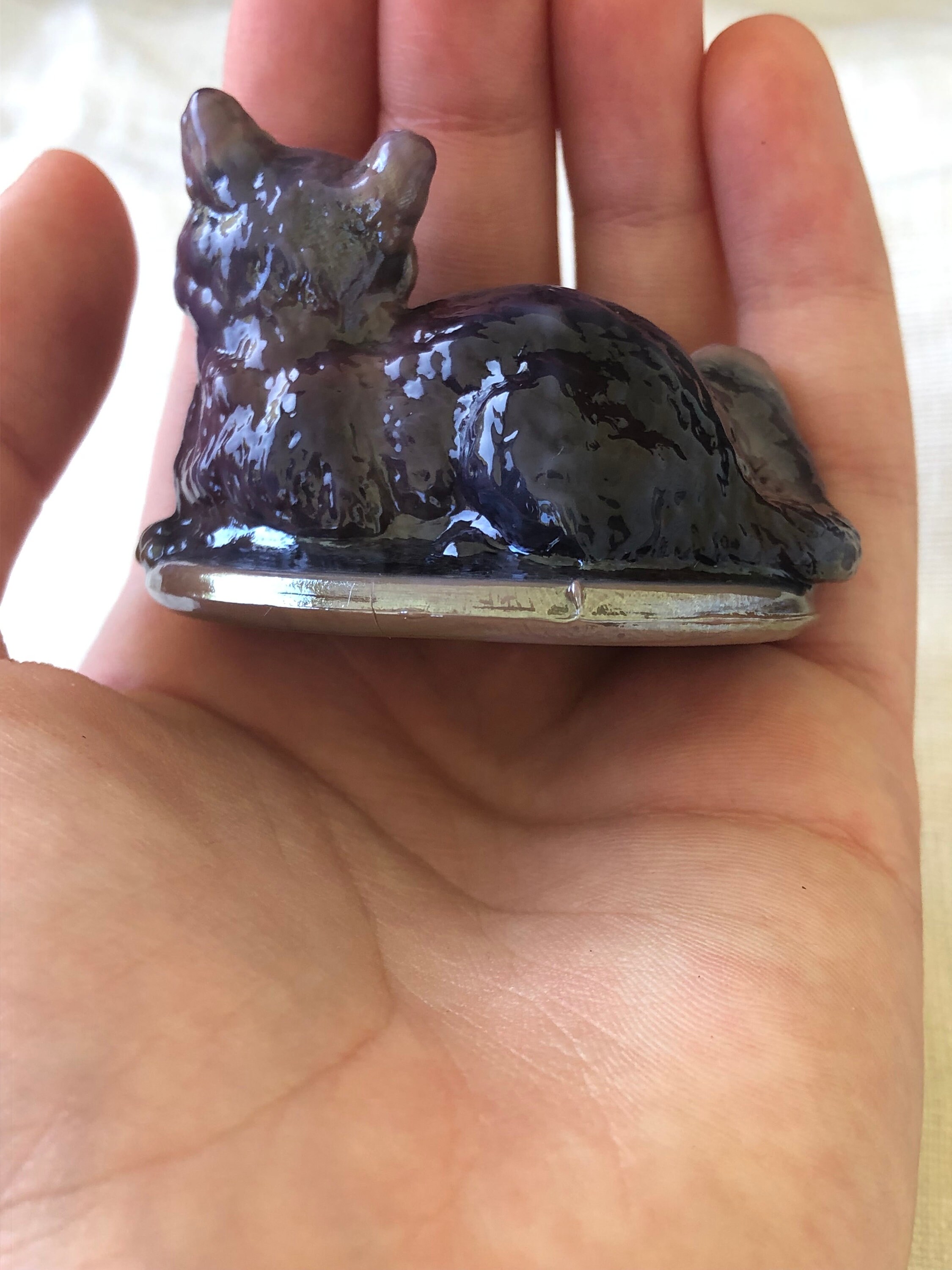 Vintage Mosser Cat Salt Covered Dish Mauve Purple Milk Opaque Glass - Etsy