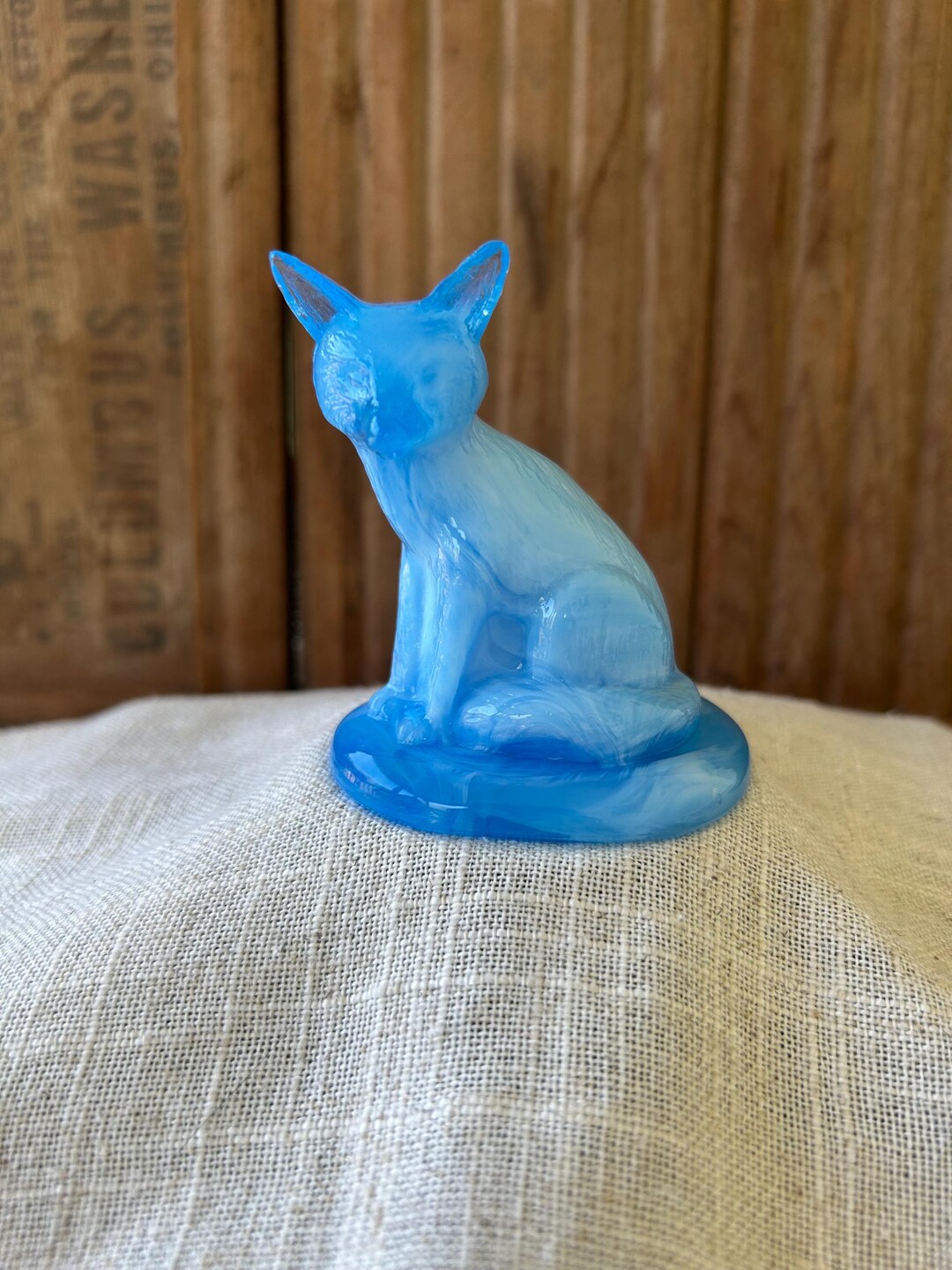 Vintage Boyd Glass Sly the Fox Bright Blue Swirl Slag - Etsy