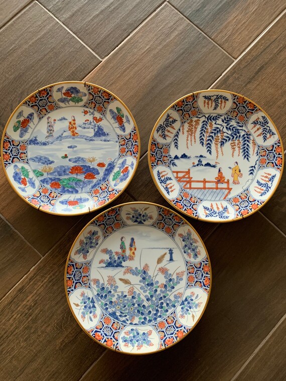 Pandan Plate Set Of 3 Popular Japanese Porcelain Limited | Etsy