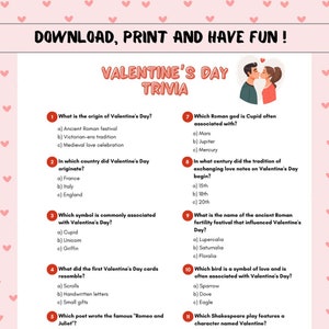 Valentine's Day Fun: Printable Trivia Game With Multiple Choice ...
