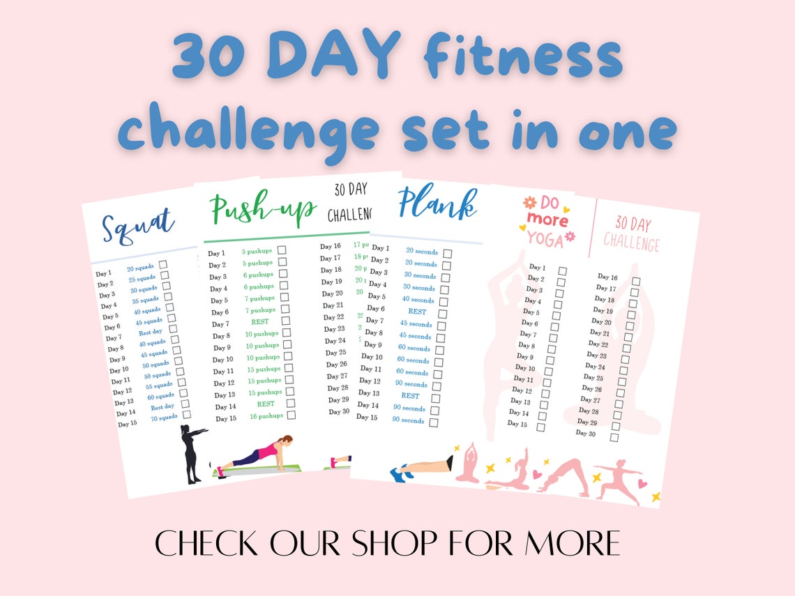 30 Day Push up Challenge 30 Day Challenge Printable - Etsy