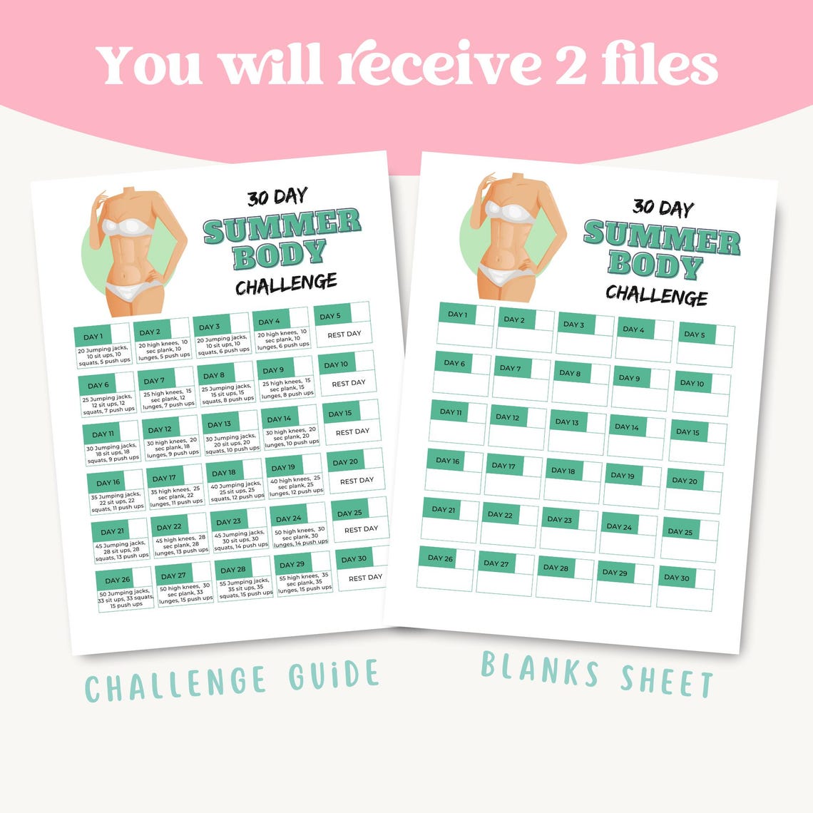 30-day Summer Body Challenge - Printable PDF Workout Plan | Lose Belly ...