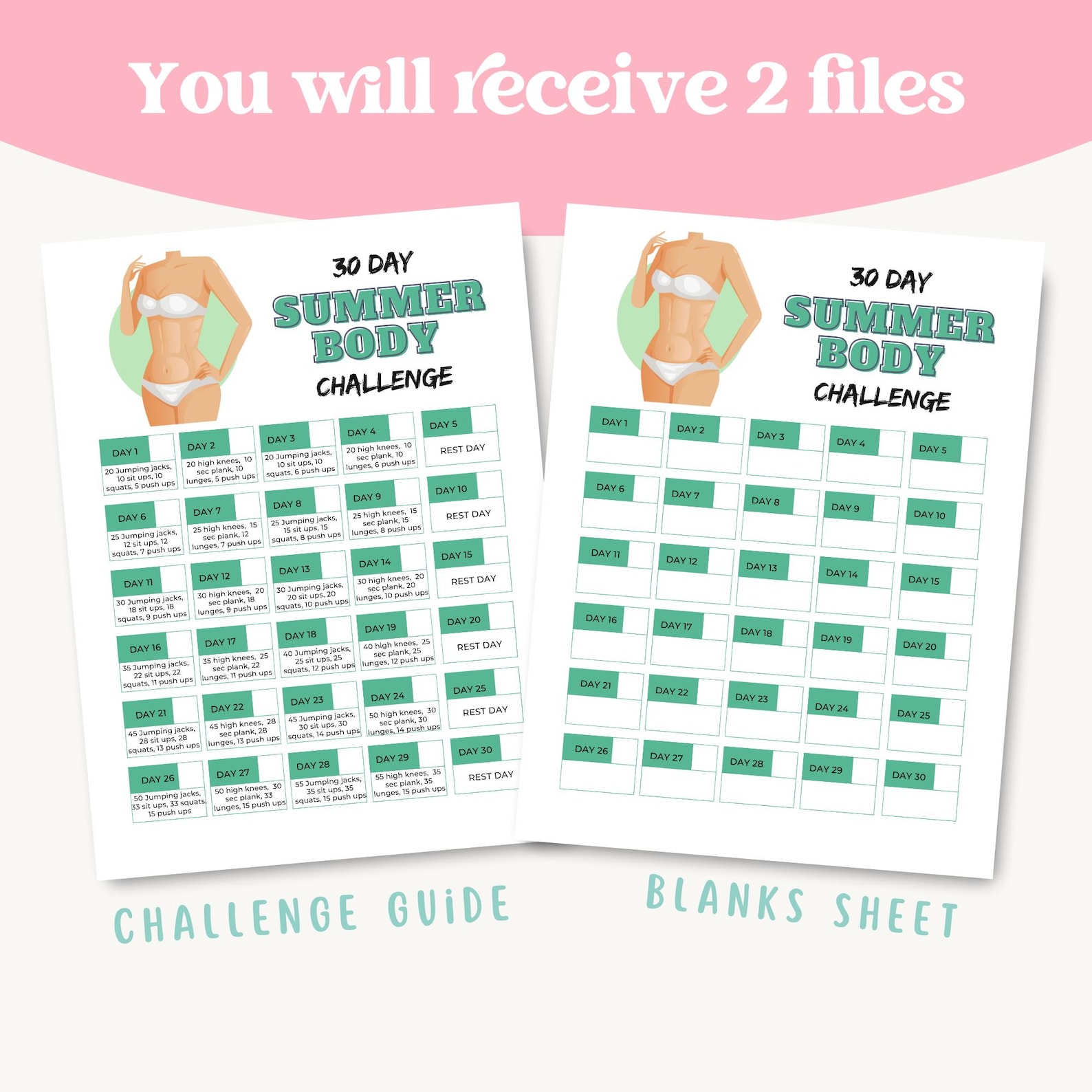 30-day Summer Body Challenge - Printable PDF Workout Plan | Lose Belly ...