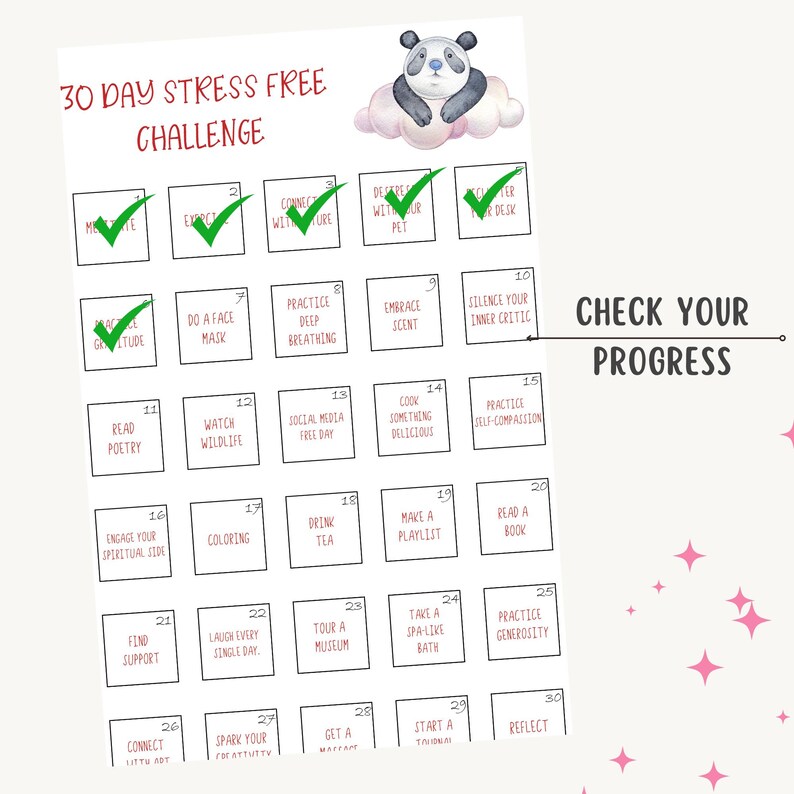 Stress Free 30 Day Challenge | 30 Day Challenge Printable | Digital ...
