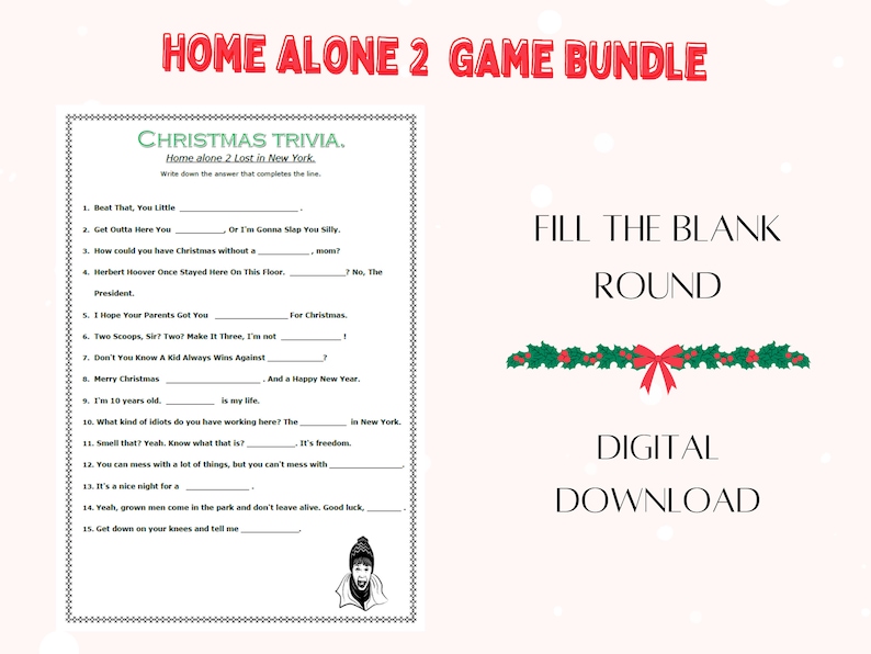 Printable Home Alone 2 Trivia Game | Christmas Party Games | Christmas ...