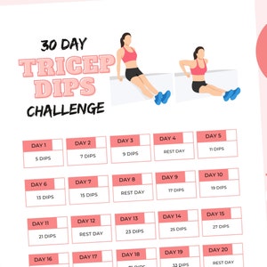 30-day Tricep Dips Challenge Printable PDF Workout Plan Digital ...