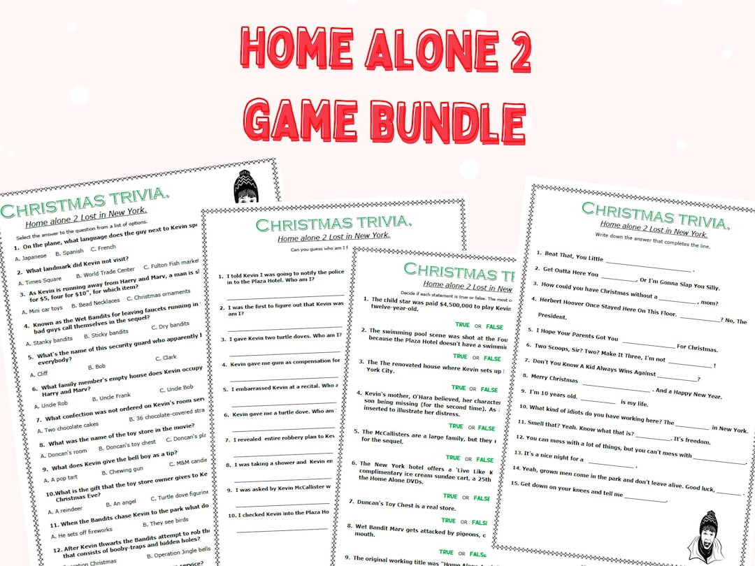 Printable Home Alone 2 Trivia Game | Christmas Party Games | Christmas ...