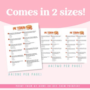 Pie Theme Multiple Choice Trivia Sheet - Perfect for Foodies ...