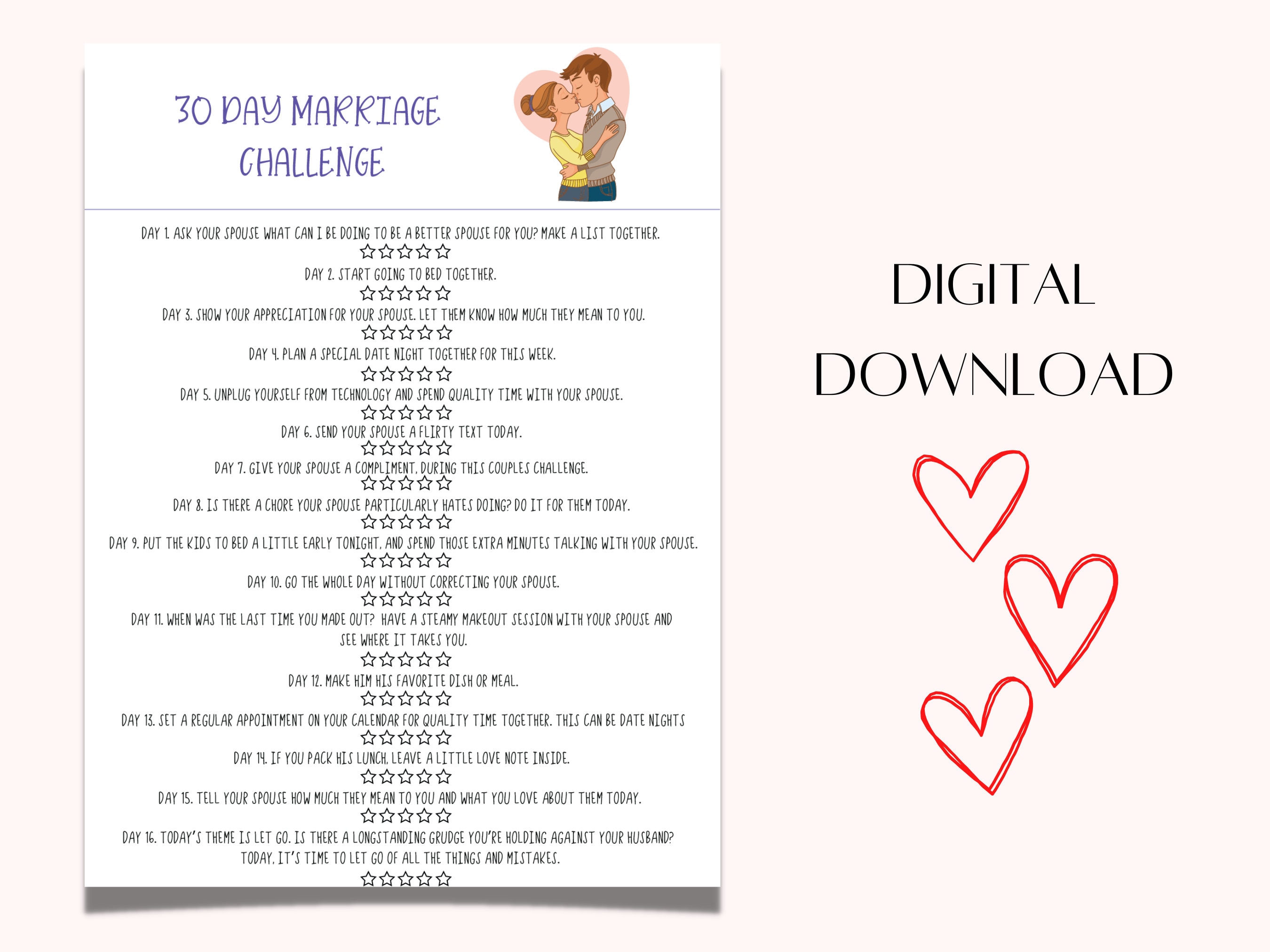30 Day Marriage Challenge 30 Day Challenge Printable Digital Download ...