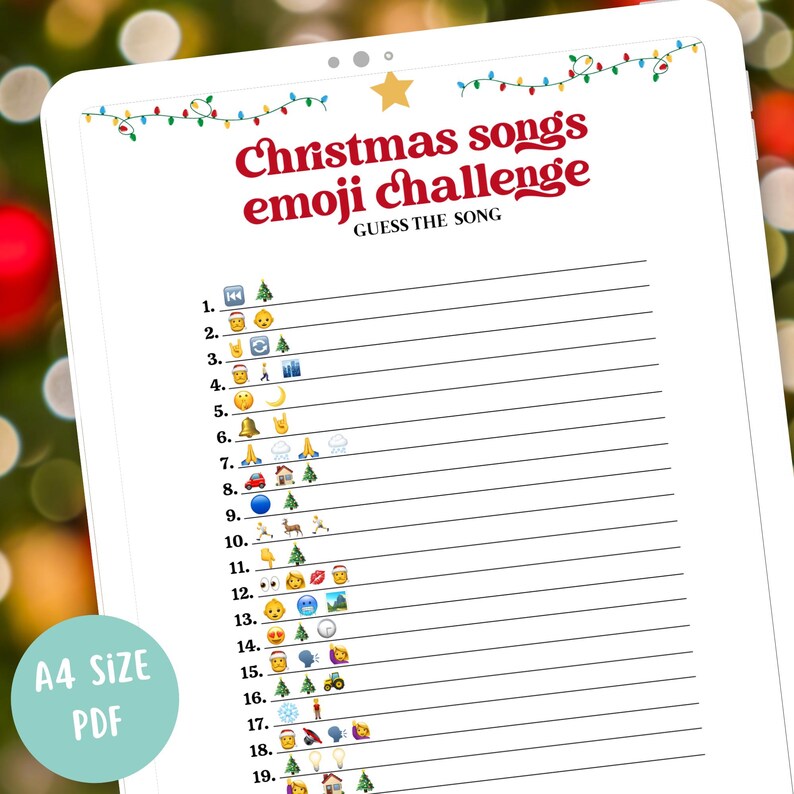 Printable Christmas Emoji Challenge, Guess 20 Christmas Songs by Emoji ...