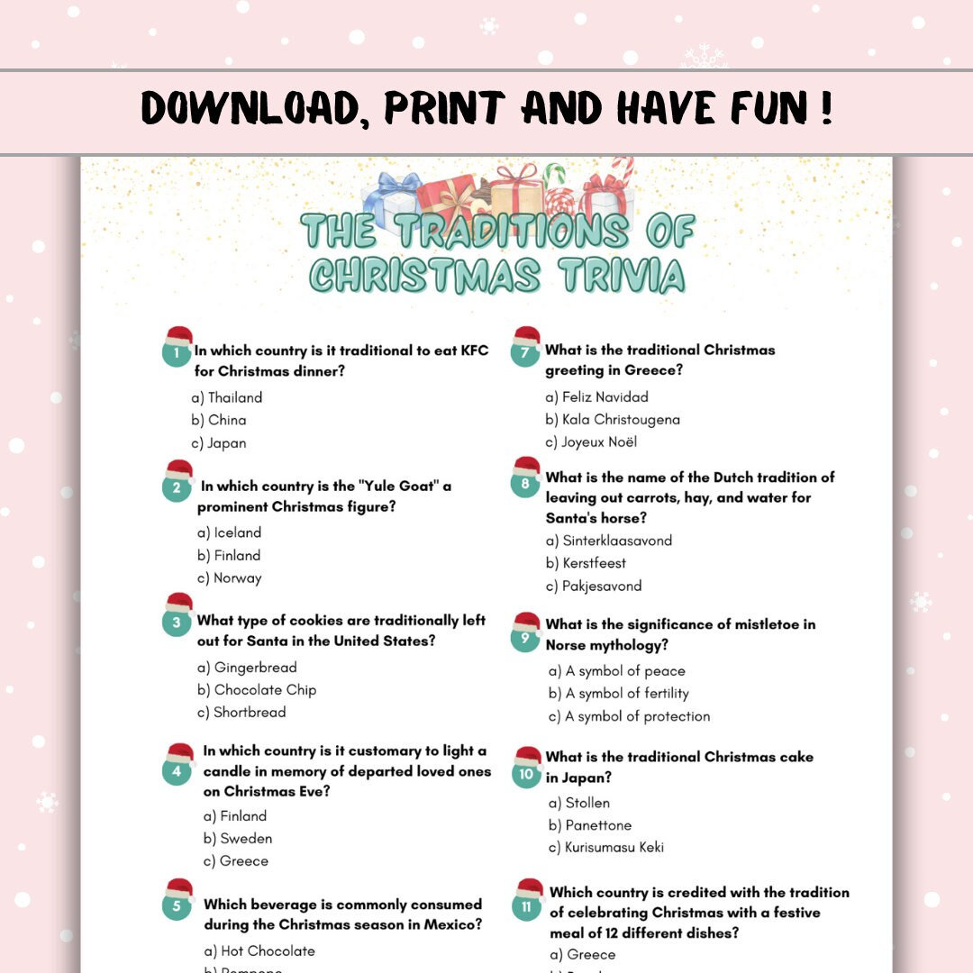 The Traditions of Christmas Trivia Game Friends Game Night Winter ...