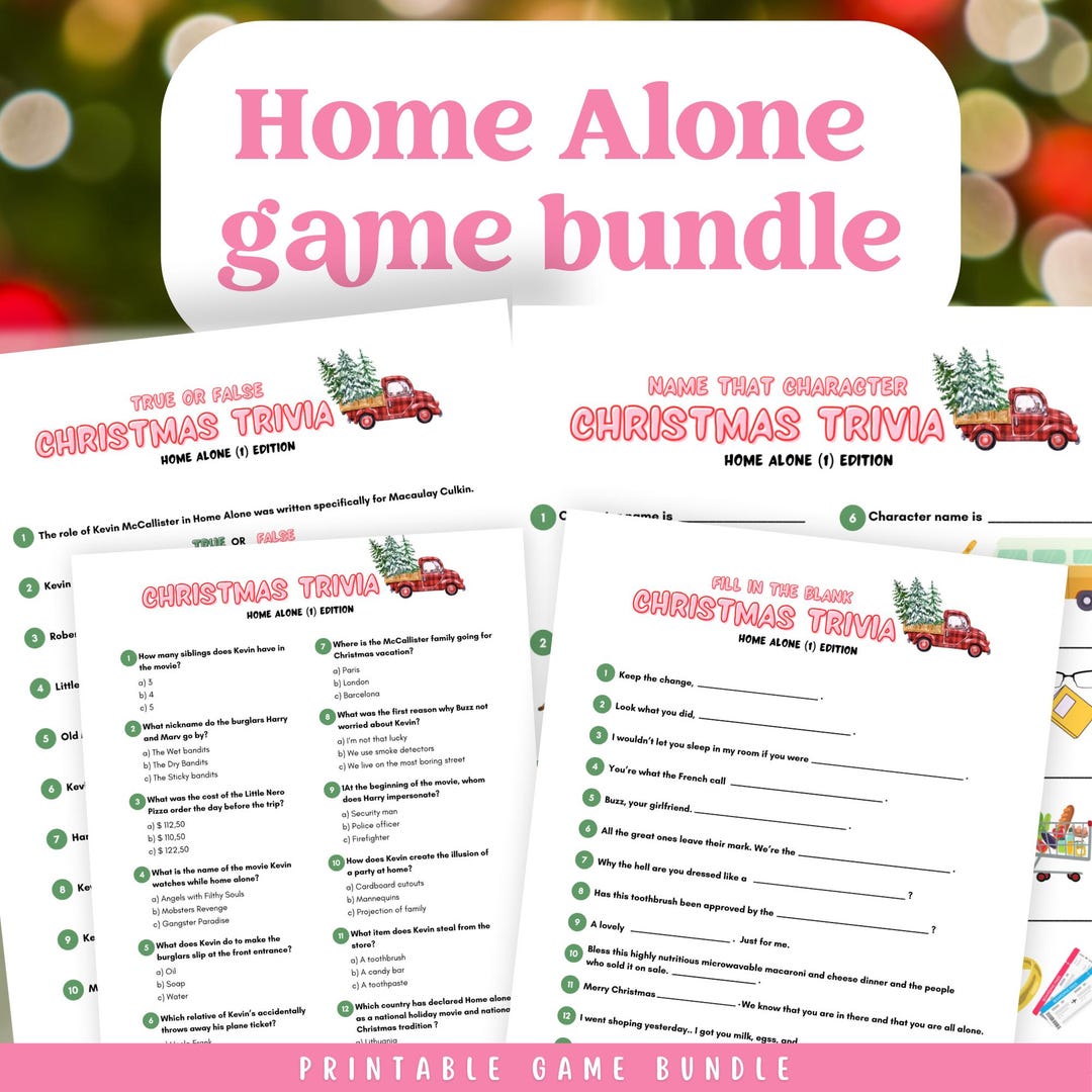 Festive Fun: Christmas Home Alone Movie Printable Game Bundle for ...