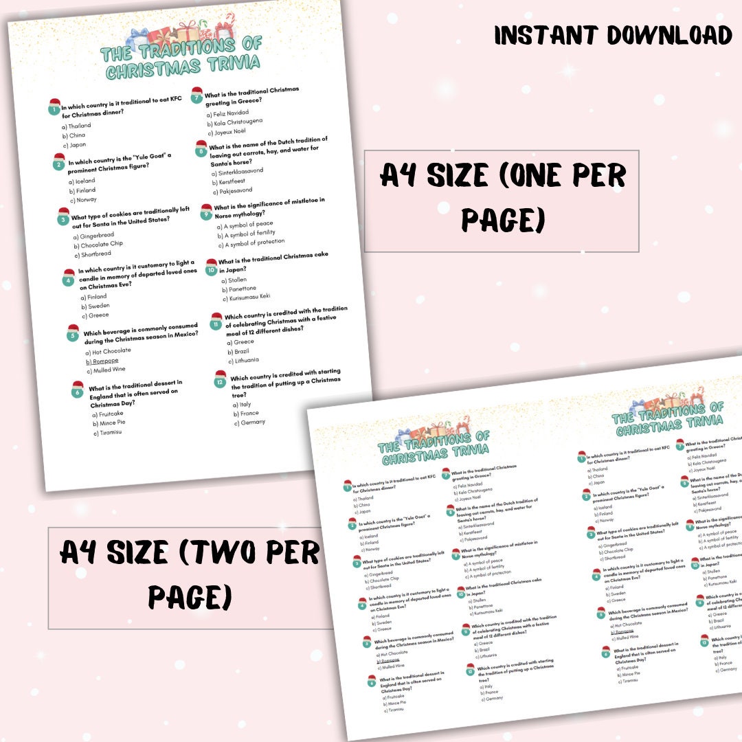 The Traditions of Christmas Trivia Game Friends Game Night Winter ...