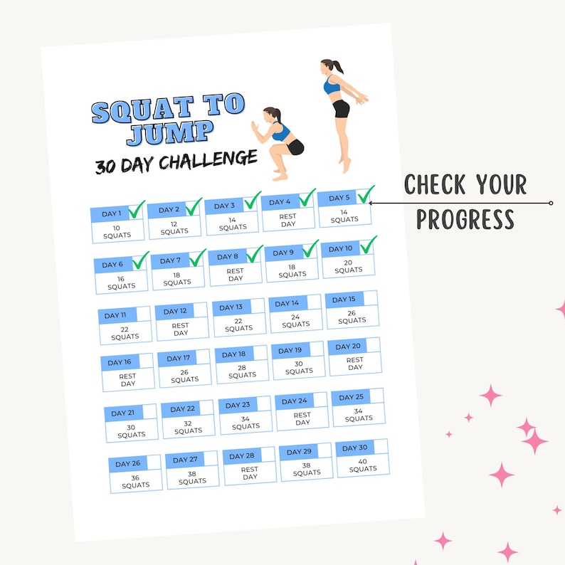 30-day Squat to Jump Challenge | Fitness Challenge PDF | Monthly ...