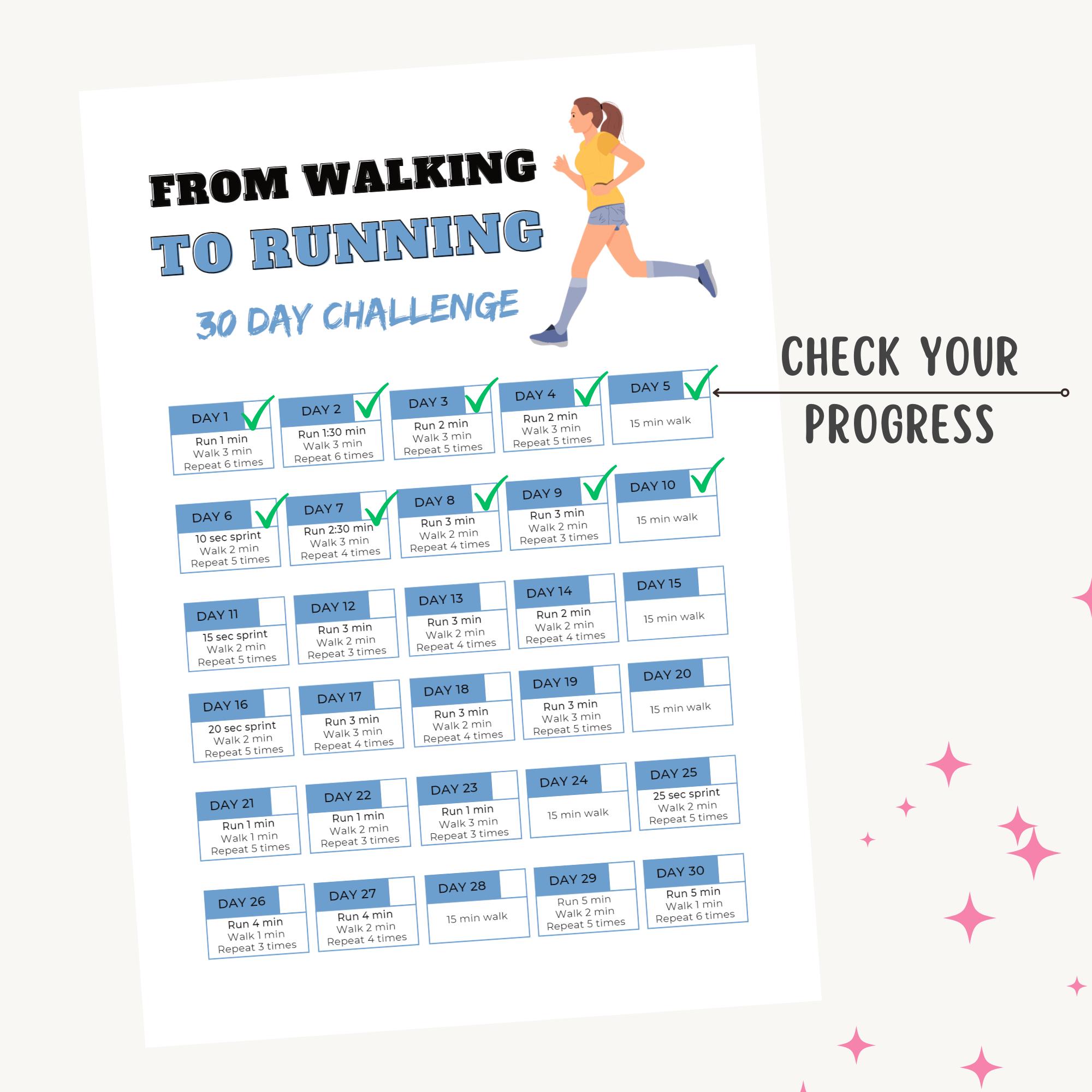 30 Day Challenge | Digital Download | From Walking to Running Challenge ...