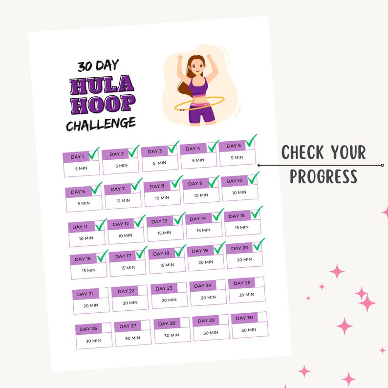 30-day Hula Hoop Challenge - Printable PDF Workout Plan | Transform ...