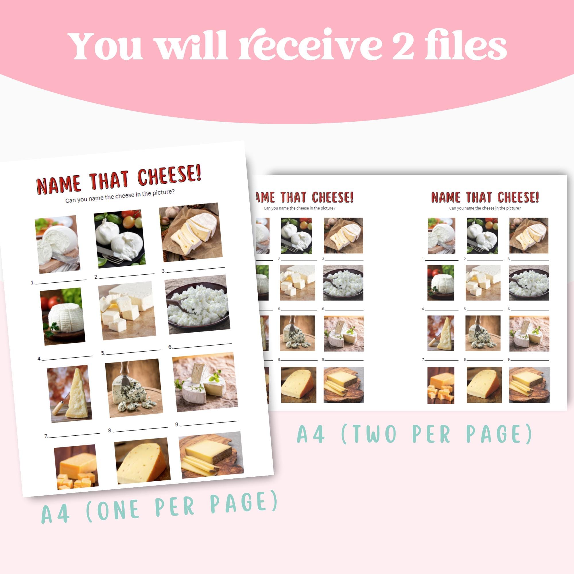 Name That Cheese, Fun Printable Cheese Quiz, Digital Download, Guessing ...