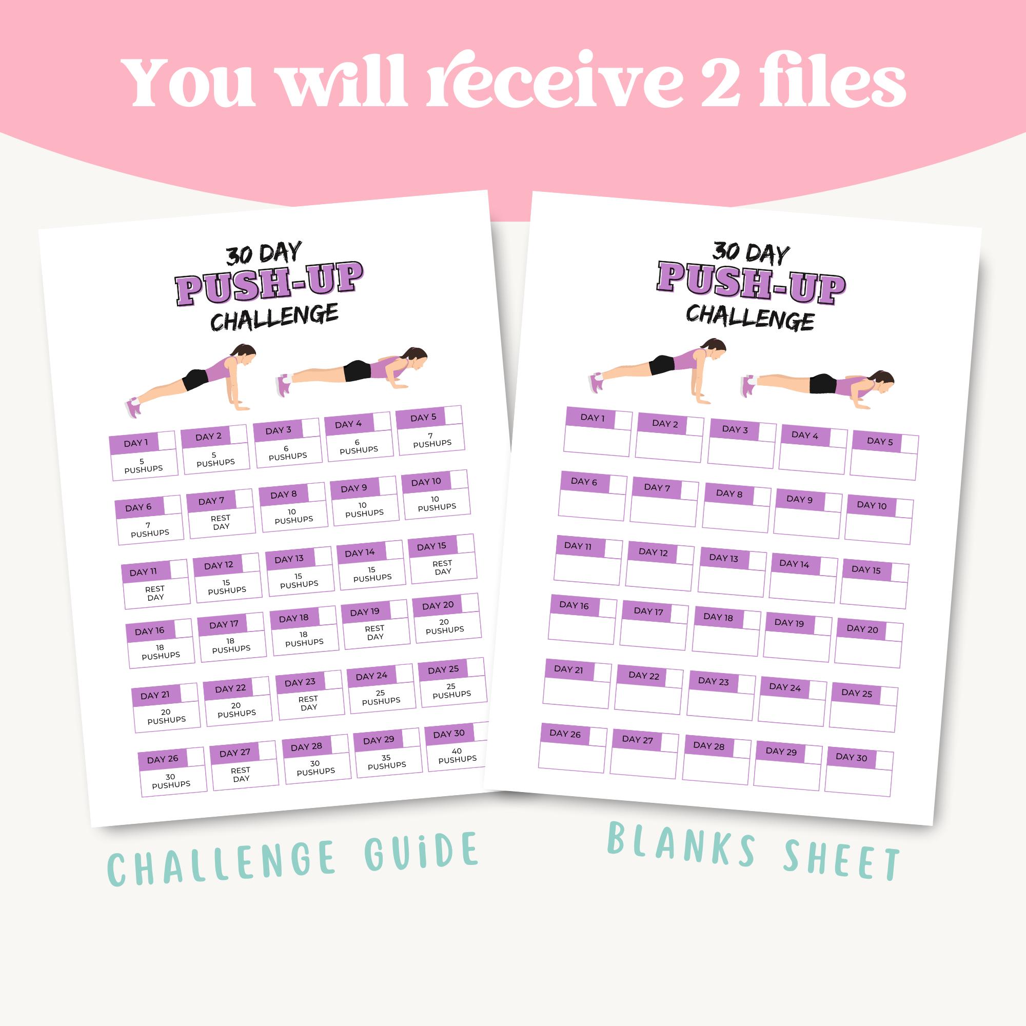 30 Day Push up Challenge | 30 Day Challenge Printable | Digital ...