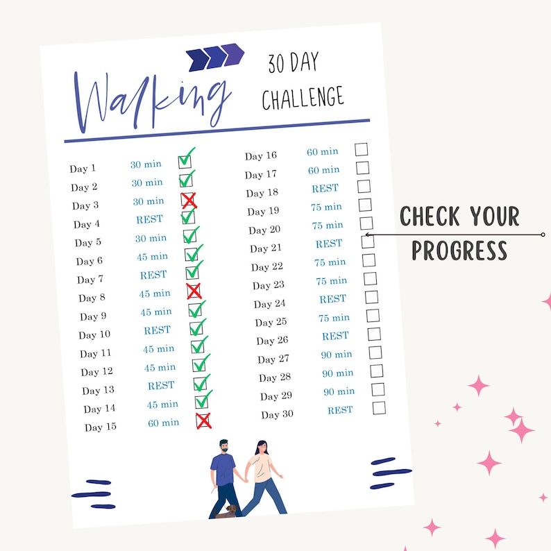 30 Day Walking Challenge | 30 Day Challenge | Digital Download | 30 Day ...
