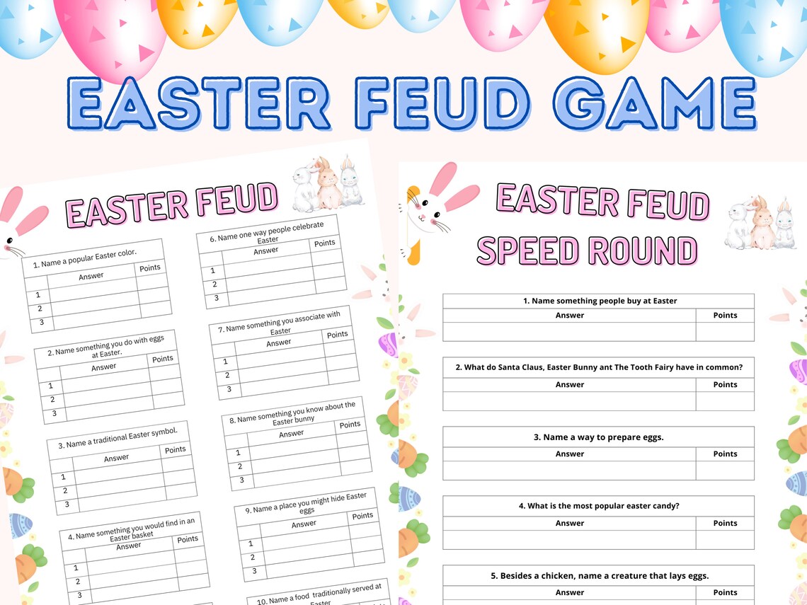 Easter Feud Game Printable PDF Fun Activity for Easter - Etsy