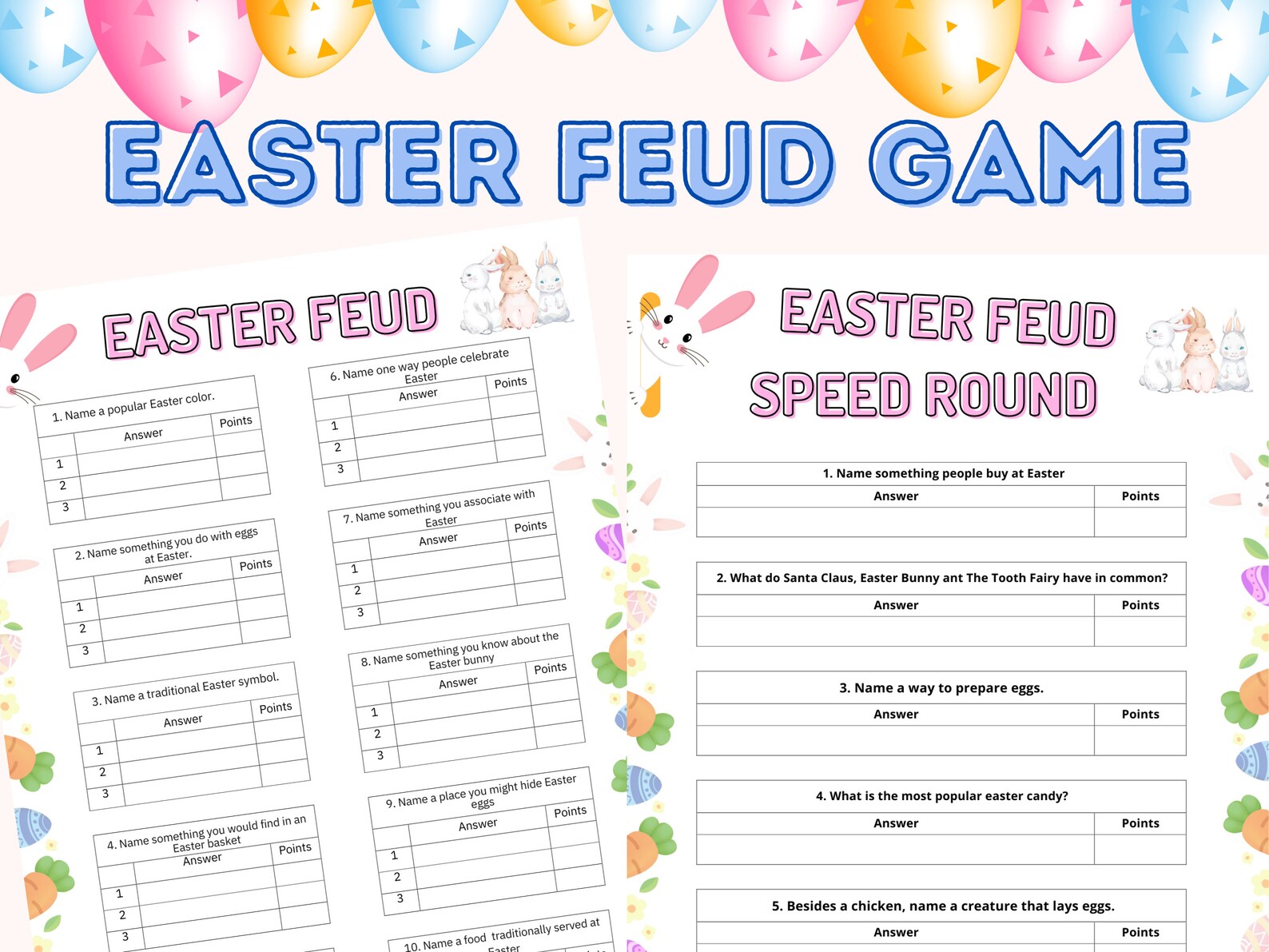 Easter Feud Game Printable PDF Fun Activity for Easter - Etsy