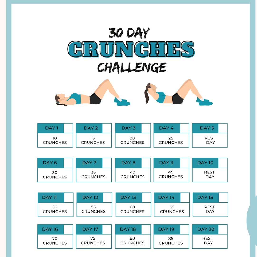 30-day Crunches Challenge Printable PDF Workout Plan Printable Crunches ... 30-day Crunches Challenge Printable PDF Workout Plan Printable Crunches ...
