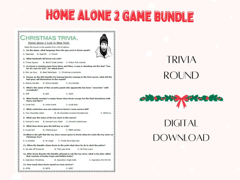Printable Home Alone 2 Trivia Game | Christmas Party Games | Christmas ...