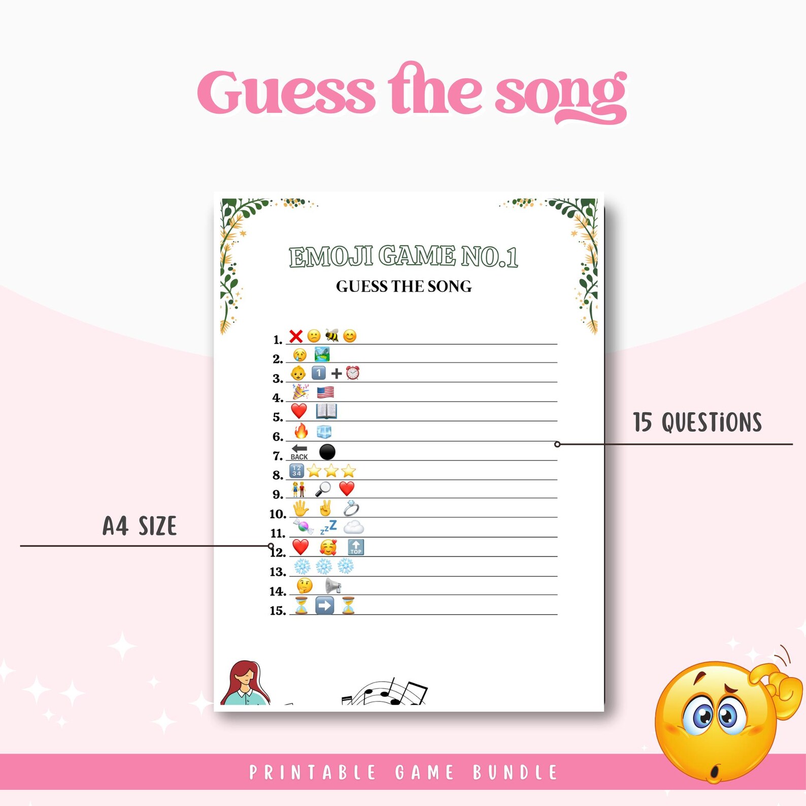 Guess the EMOJI Game | Printable 5 Game - 75 Questions | Team Building ...