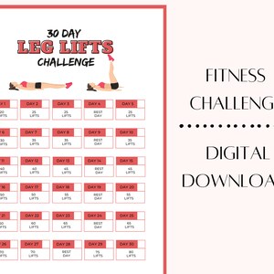 30-day Leg Lifts Challenge: Printable PDF Workout Plan for Toned Legs ...