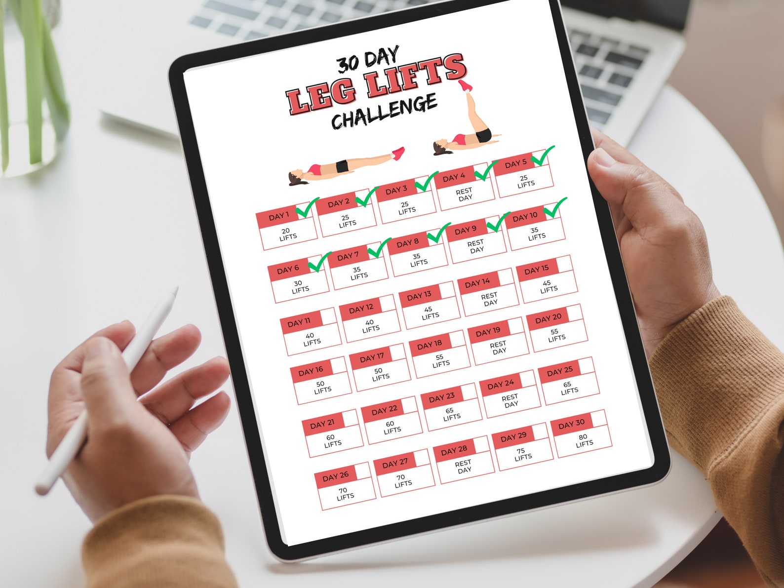 30-day Leg Lifts Challenge: Printable PDF Workout Plan for Toned Legs ...