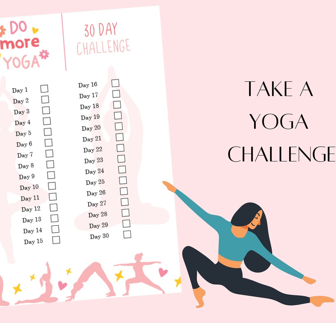 30 Day Yoga Challenge 30 Day Challenge Printable Digital Download Yoga ...